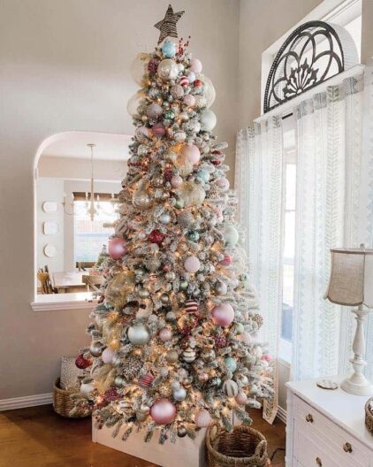 17 Best Flocked Christmas Tree Decor Ideas - Farmhousehub