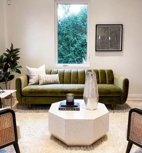 Tips for Styling a Green Couch in your Living Room - Farmhousehub