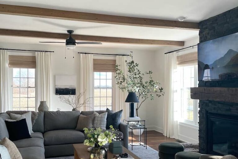 Modern and Rustic Ceiling Beam Ideas for Living Rooms - Farmhousehub